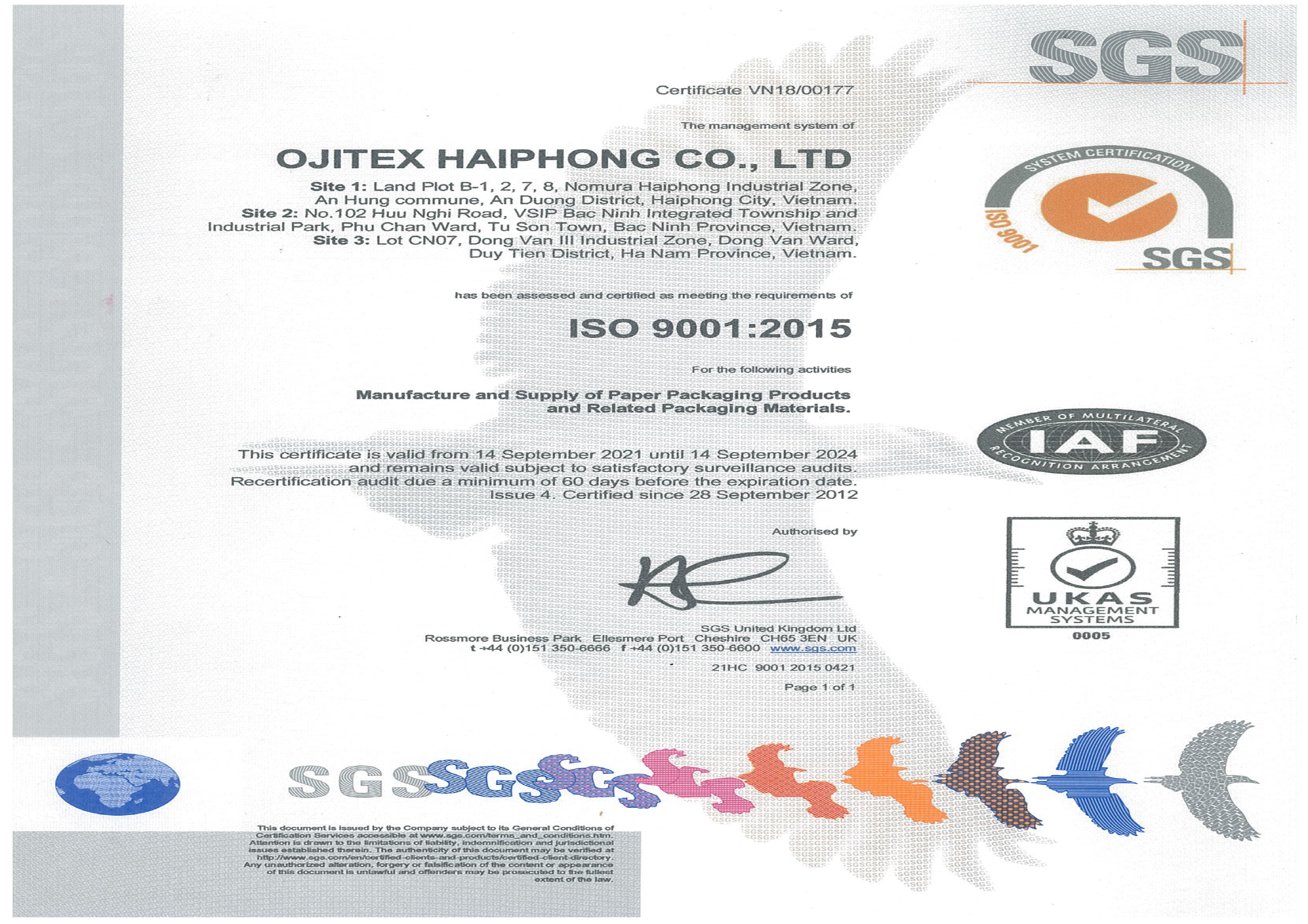 9001-2 – Ojitex Haiphong Co., Ltd.